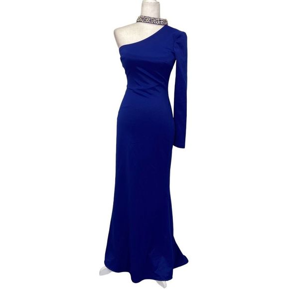 Tarik Ediz | Dresses | Tarik Ediz Elenora Royal Blue One Sleeve Diamond ...